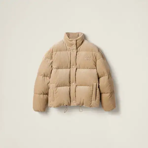 Miu Miu Medium-Weight Corduroy Down Jacket - Sand Beige | Editorialist